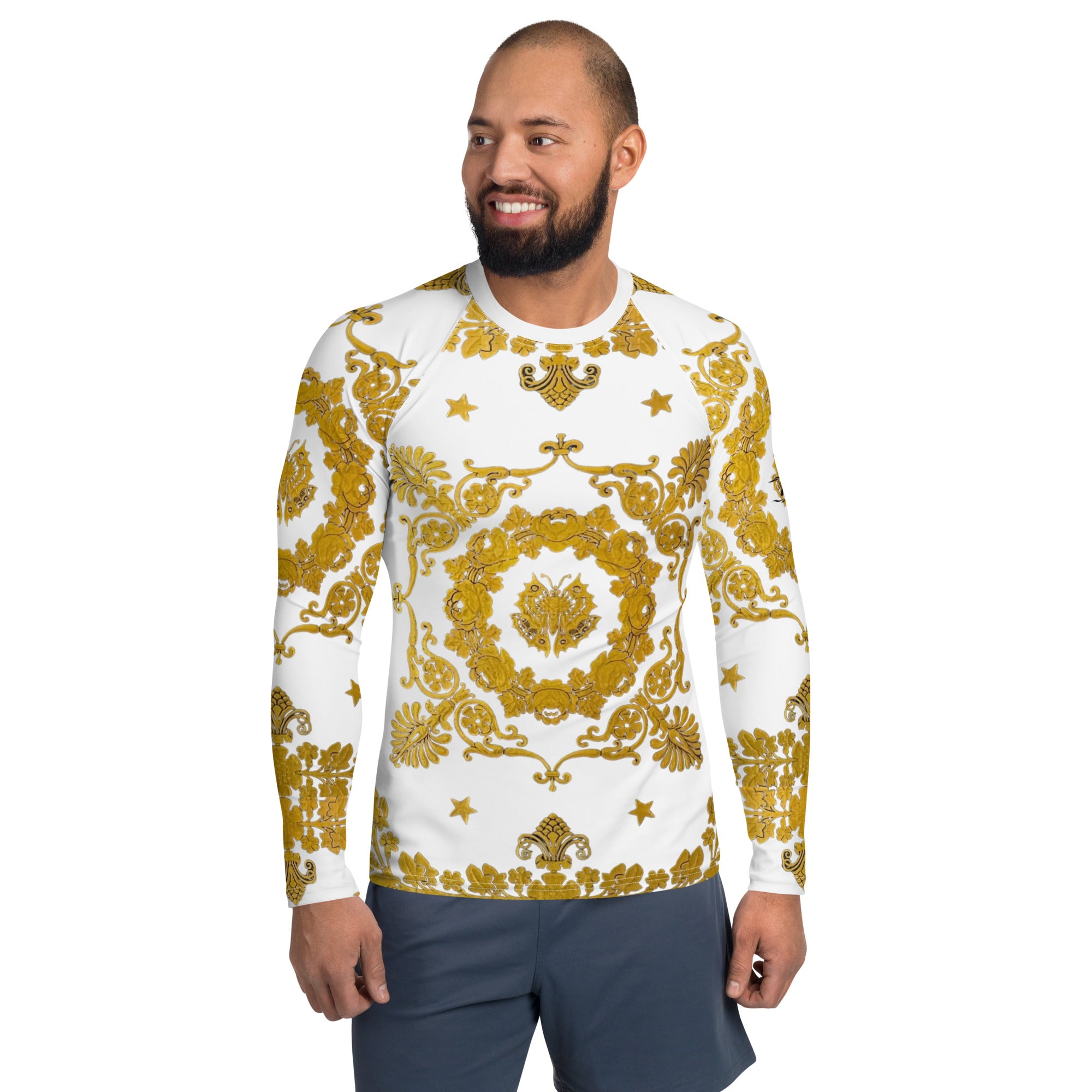 Afan white trianon men's rash guard – AFAN Clothing